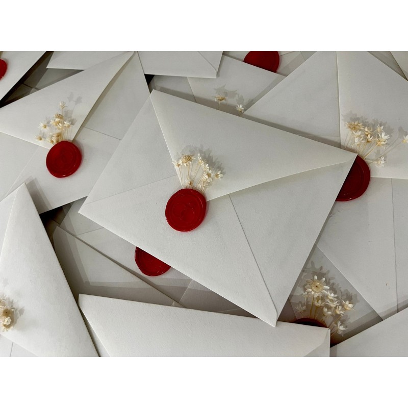Invitatie nunta in plic alb cu sigiliu si floarea miresei - Model 13 ...